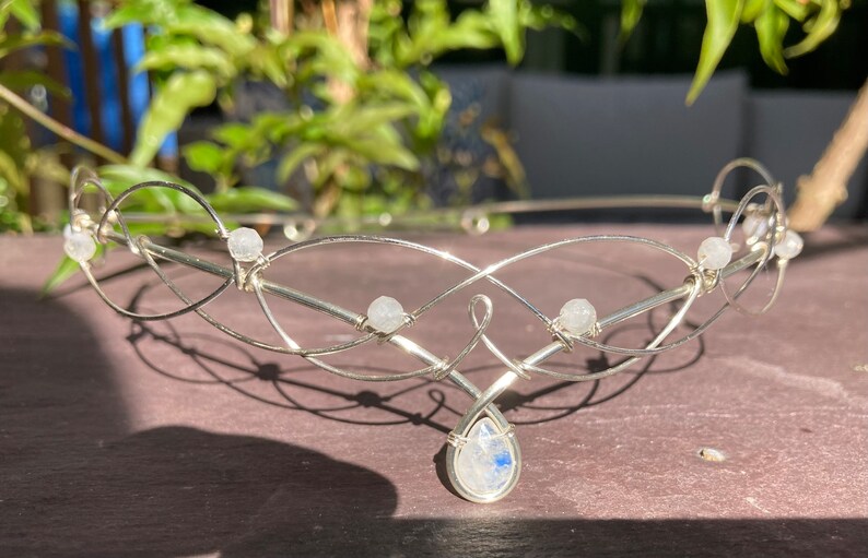Rainbow Moonstone Tiara Circlet Celtic Headpiece Medieval - Etsy