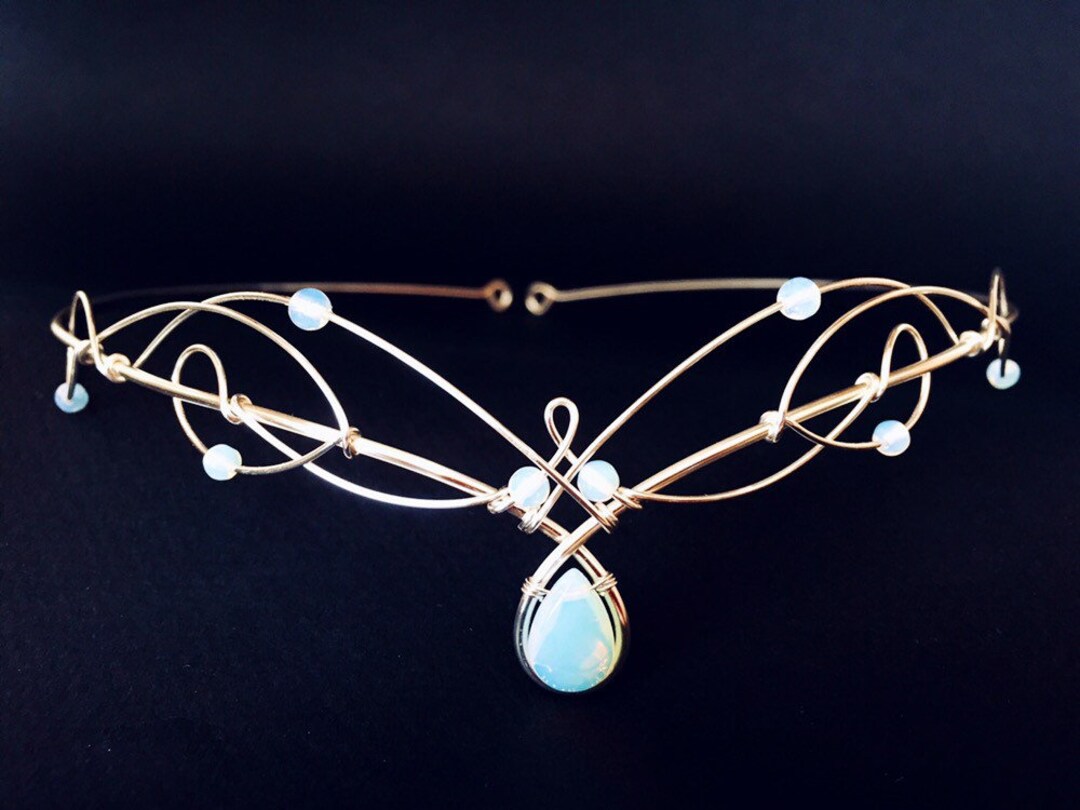 Opalite Tiara Circlet Medieval Crown in Gold or Silver Renaissance ...