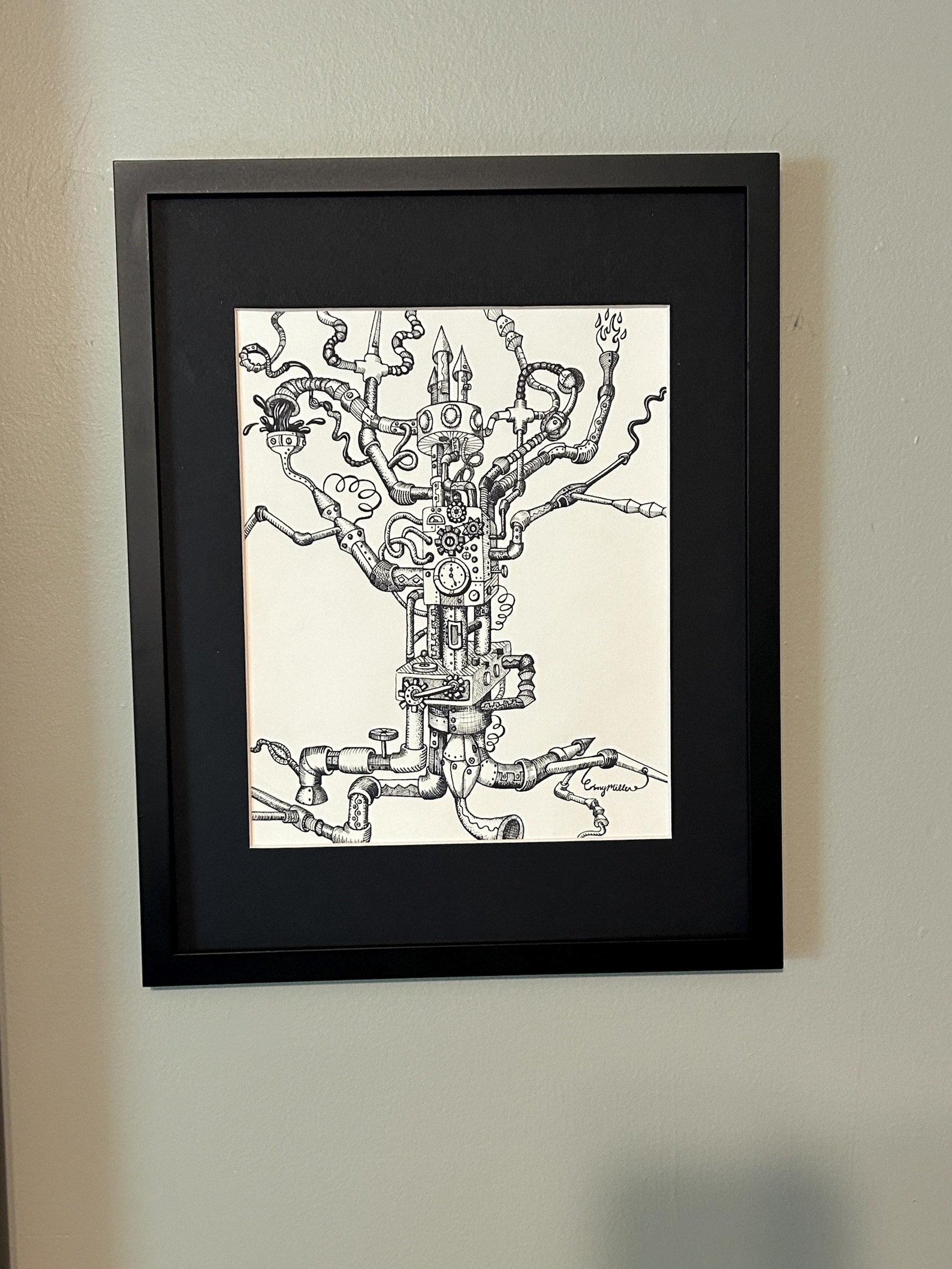 Industrial Eden 1, Steampunk Tree, Pen and Ink Drawing With Gears and ...