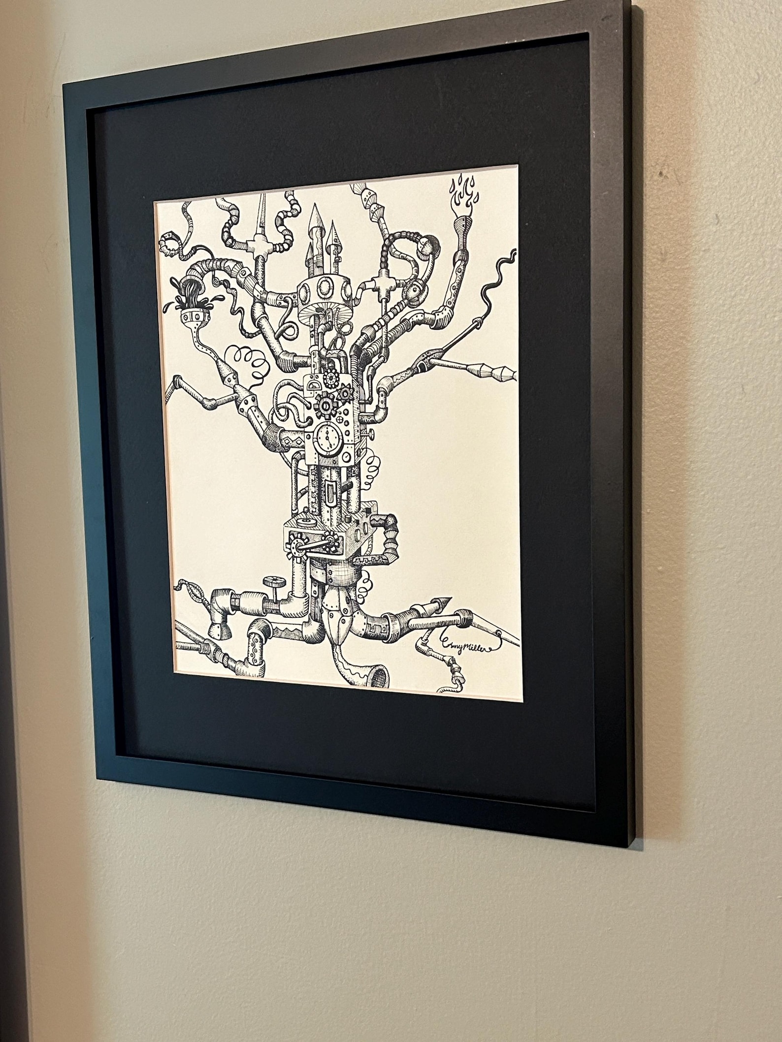 Industrial Eden 1, Steampunk Tree, Pen and Ink Drawing With Gears and ...
