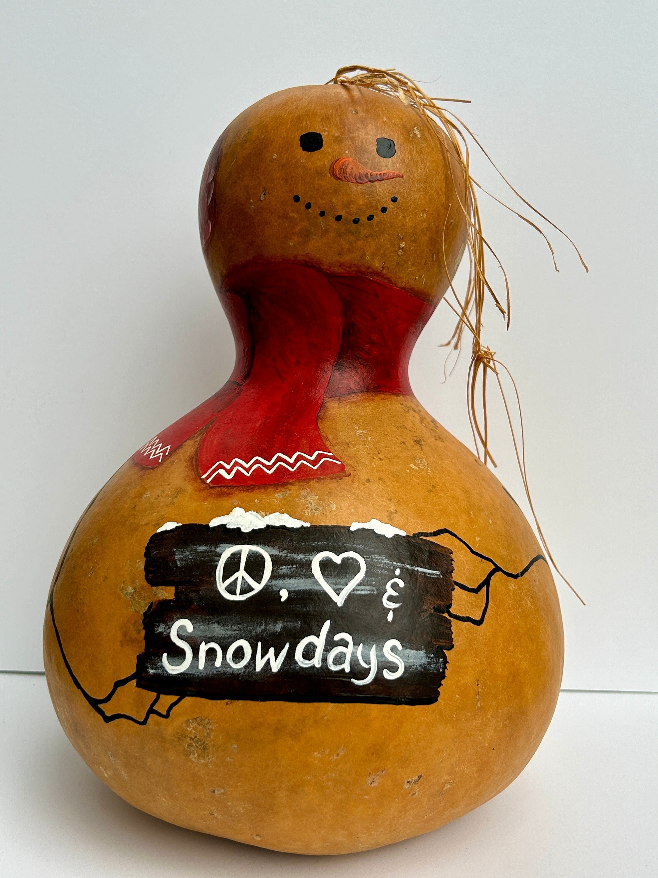 Hand Painted Gourd Snowman - Etsy