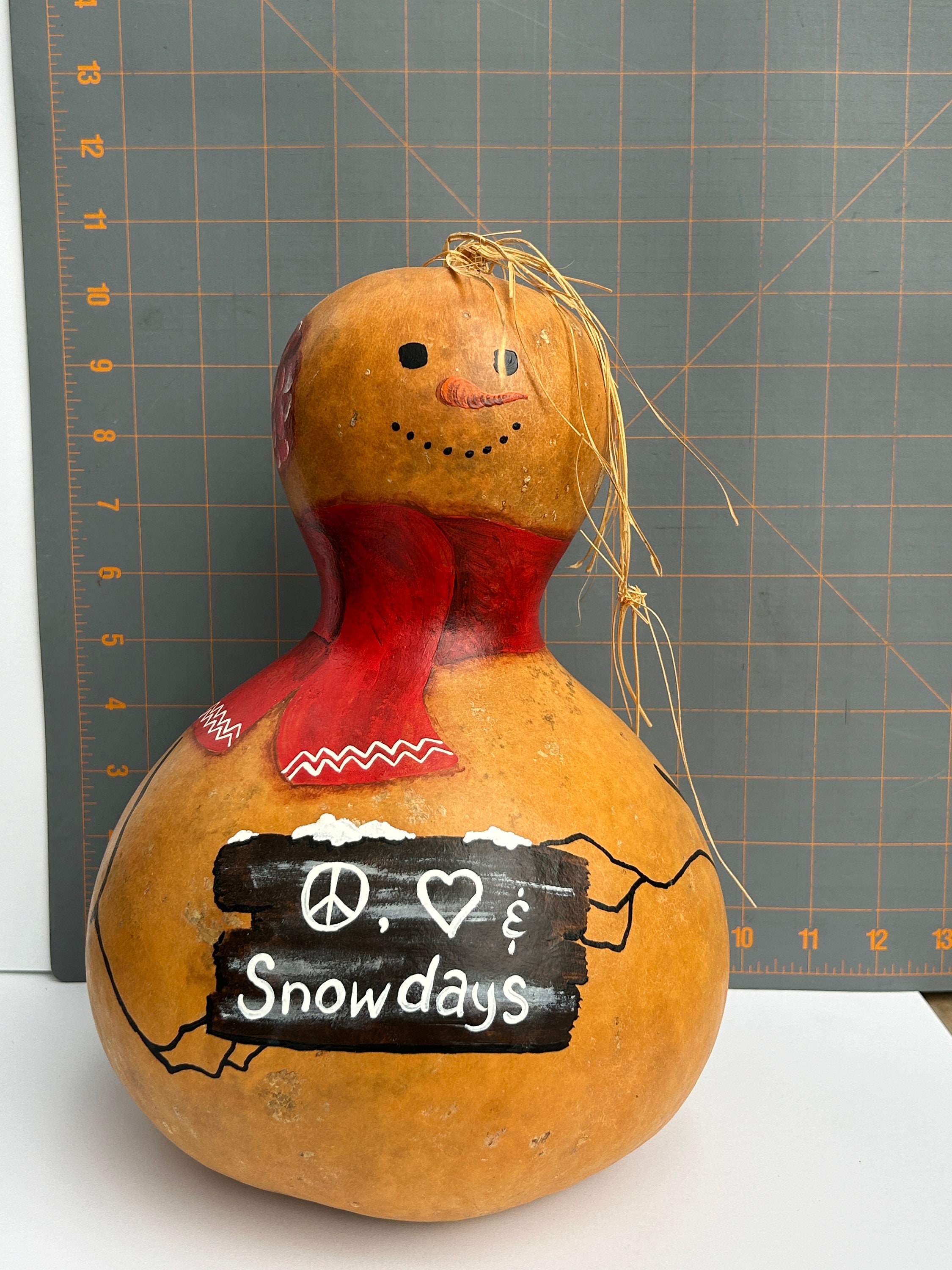 Hand Painted Gourd Snowman - Etsy
