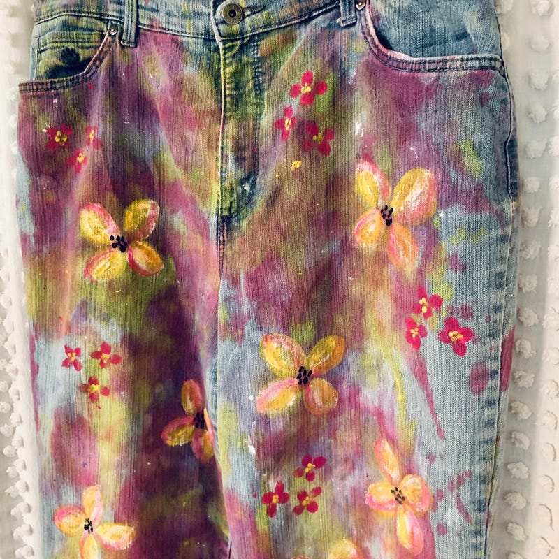 Hand Painted Jeans - Etsy
