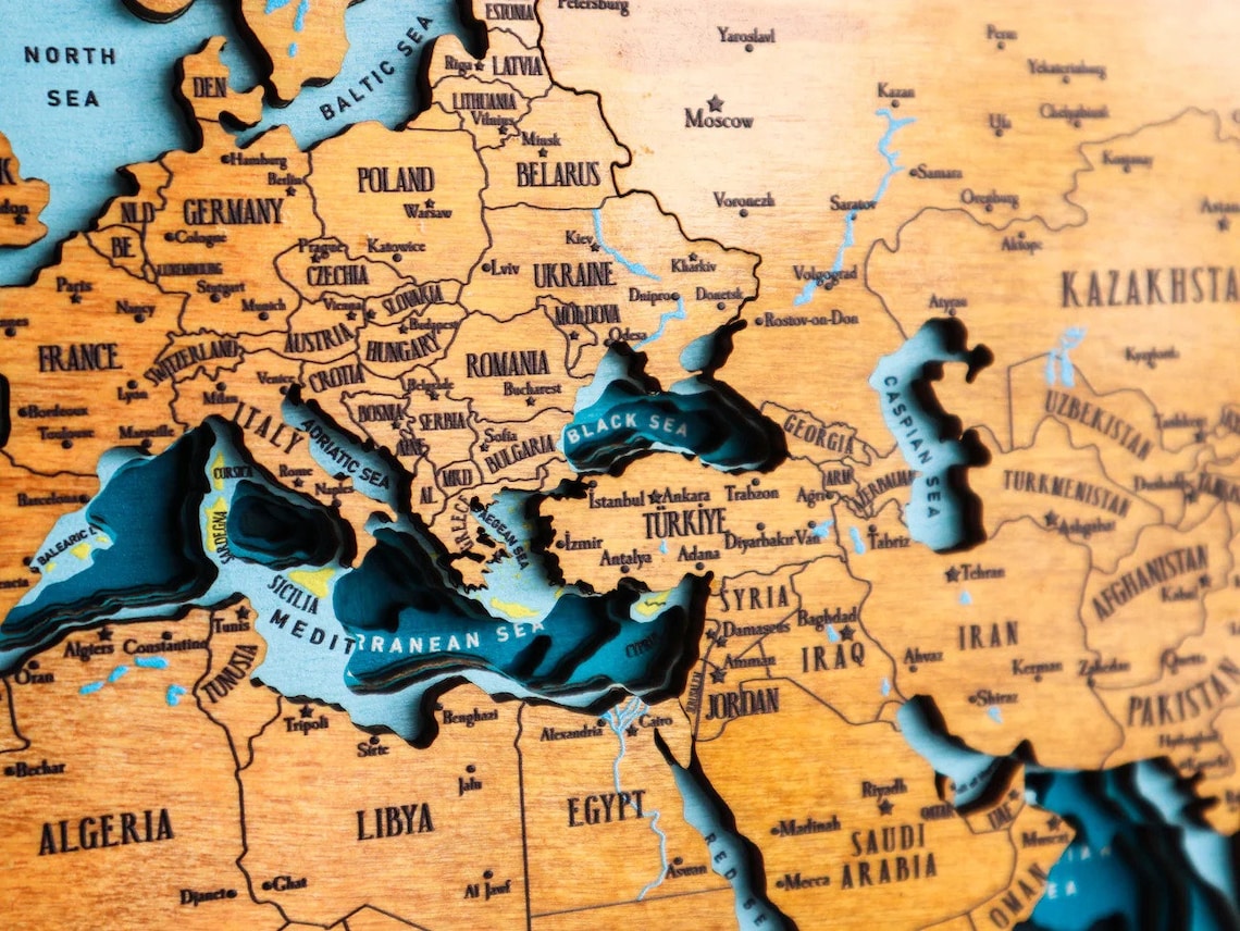 Bathymetric World Map 60x85cm Baltic Birch Wood Wall Art - Etsy