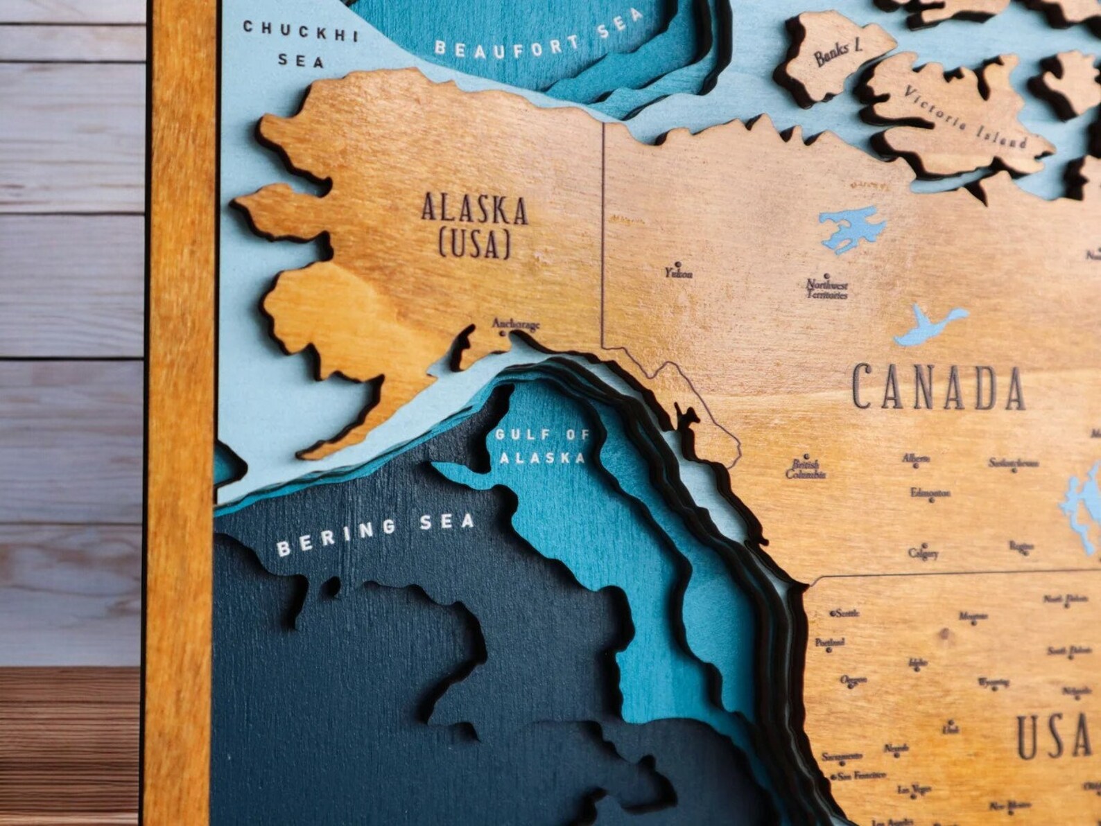 Bathymetric World Map 60x85cm Baltic Birch Wood Wall Art - Etsy