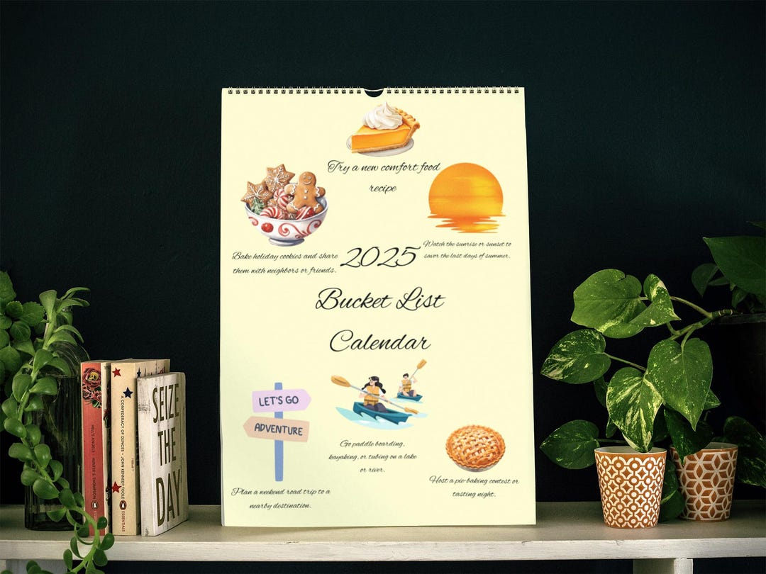 2025 Bucket List Calendar, Bucket List Ideas, Yearly Goals Calendar ...