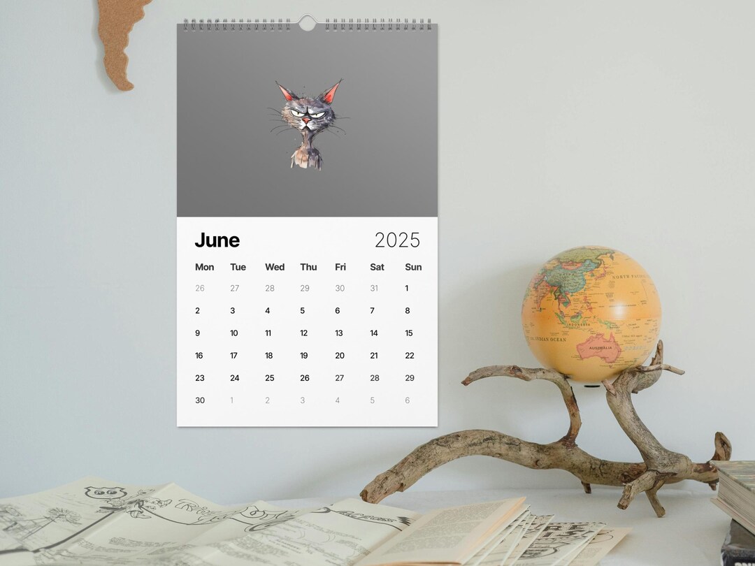 2025 Funny Cat Wall Calendar, Cute Cat Themed Calendar, Artistic Cat ...