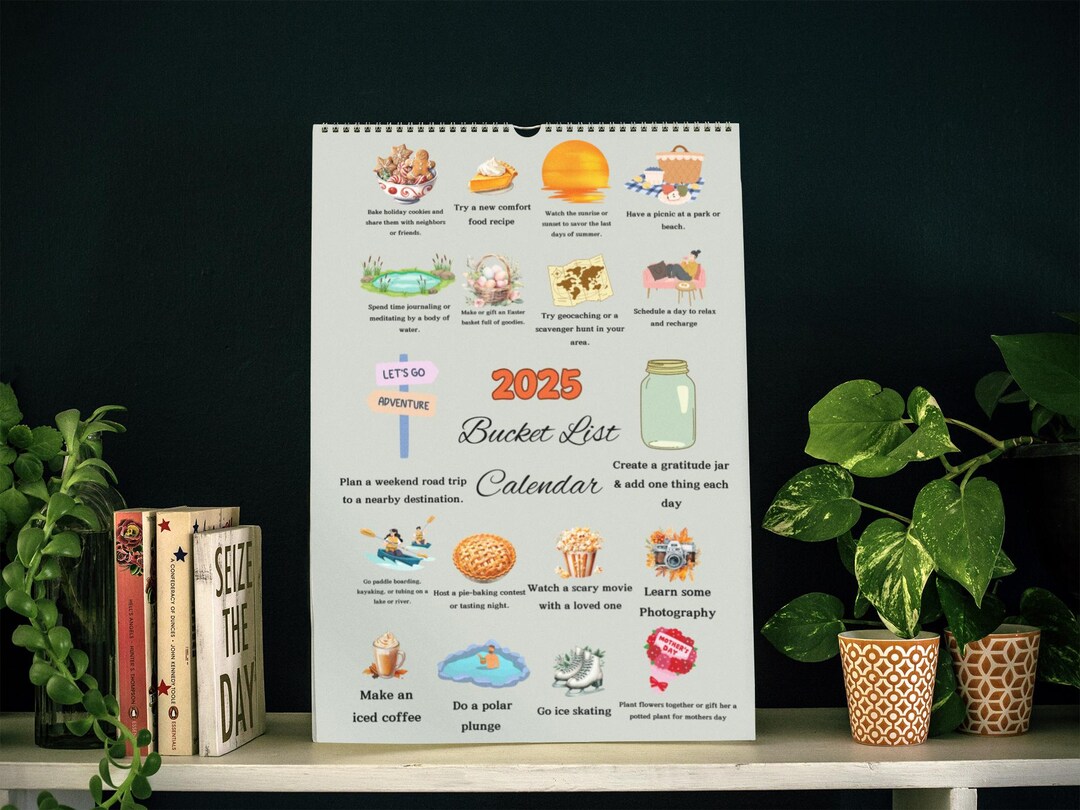 2025 Bucket List Wall Calendar, 2025 Yearly Goals Planner, Adventure ...