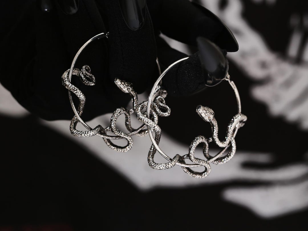 Medusa Snake Hoop Earrings: Gothic Y2k Jewelry - Etsy