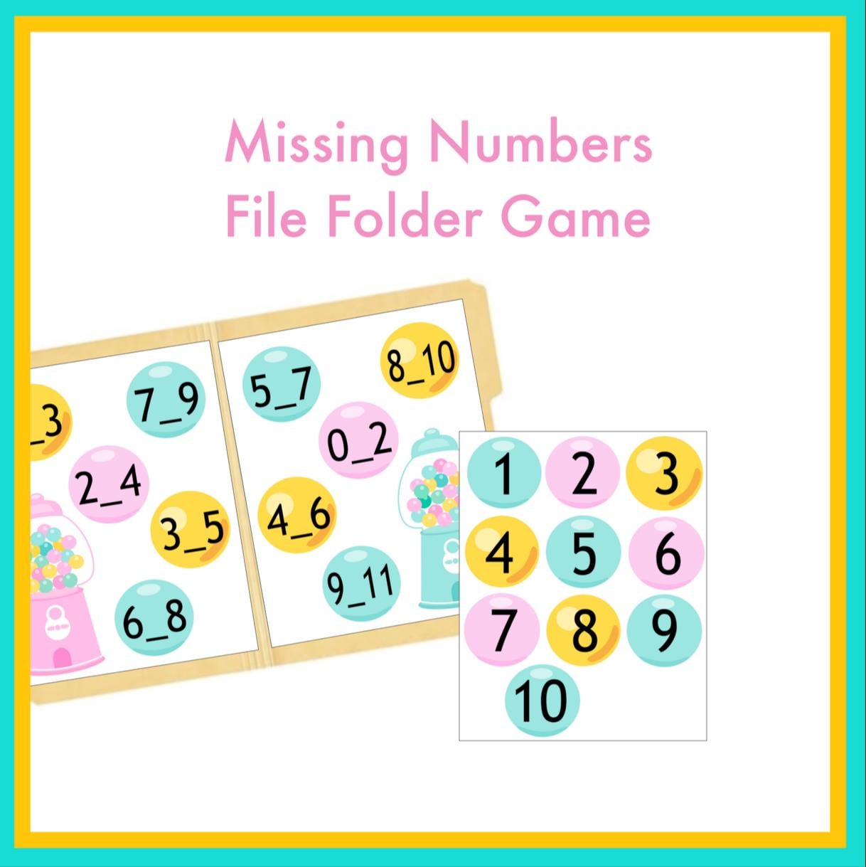 Missing Numbers File Folder Game, Educational Resource, Learning ...