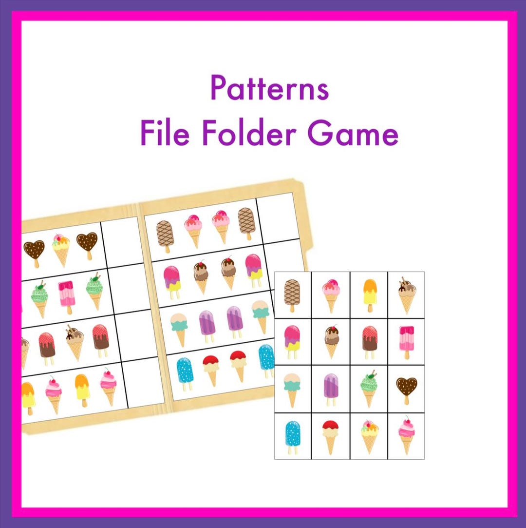 Patterns File Folder Game, Educational Resource, Learning Activity ...