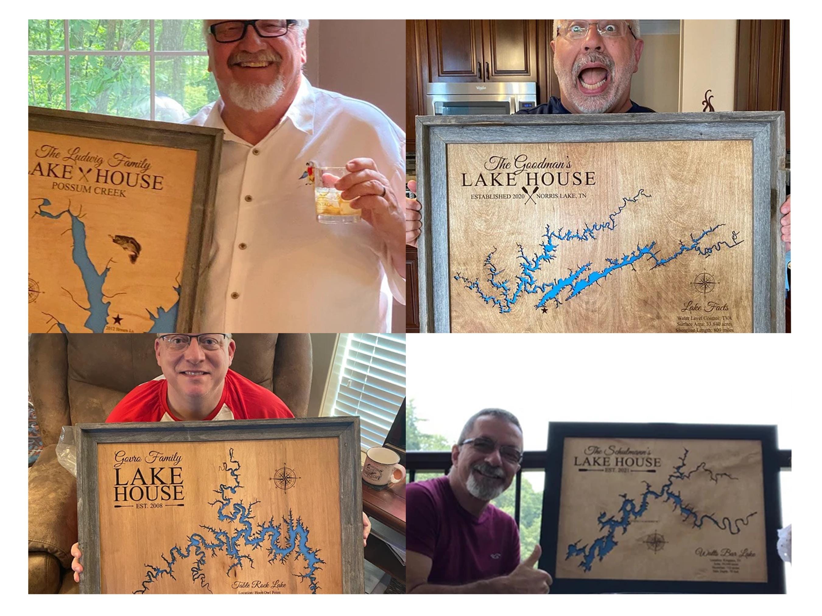 Custom Wood Lake Maps Depth Layer, Personalized Engraved Lake Map Gift ...