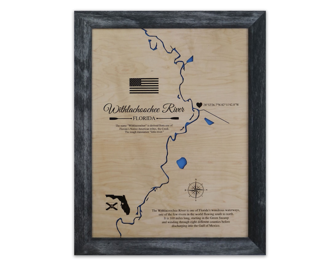 Personalized Wood River Map Custom Engraved Wooden River Map Unique ...