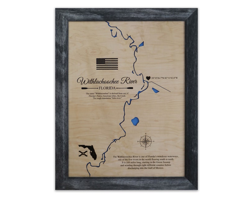 Personalized Wood River Map Custom Engraved Wooden River Map Unique ...