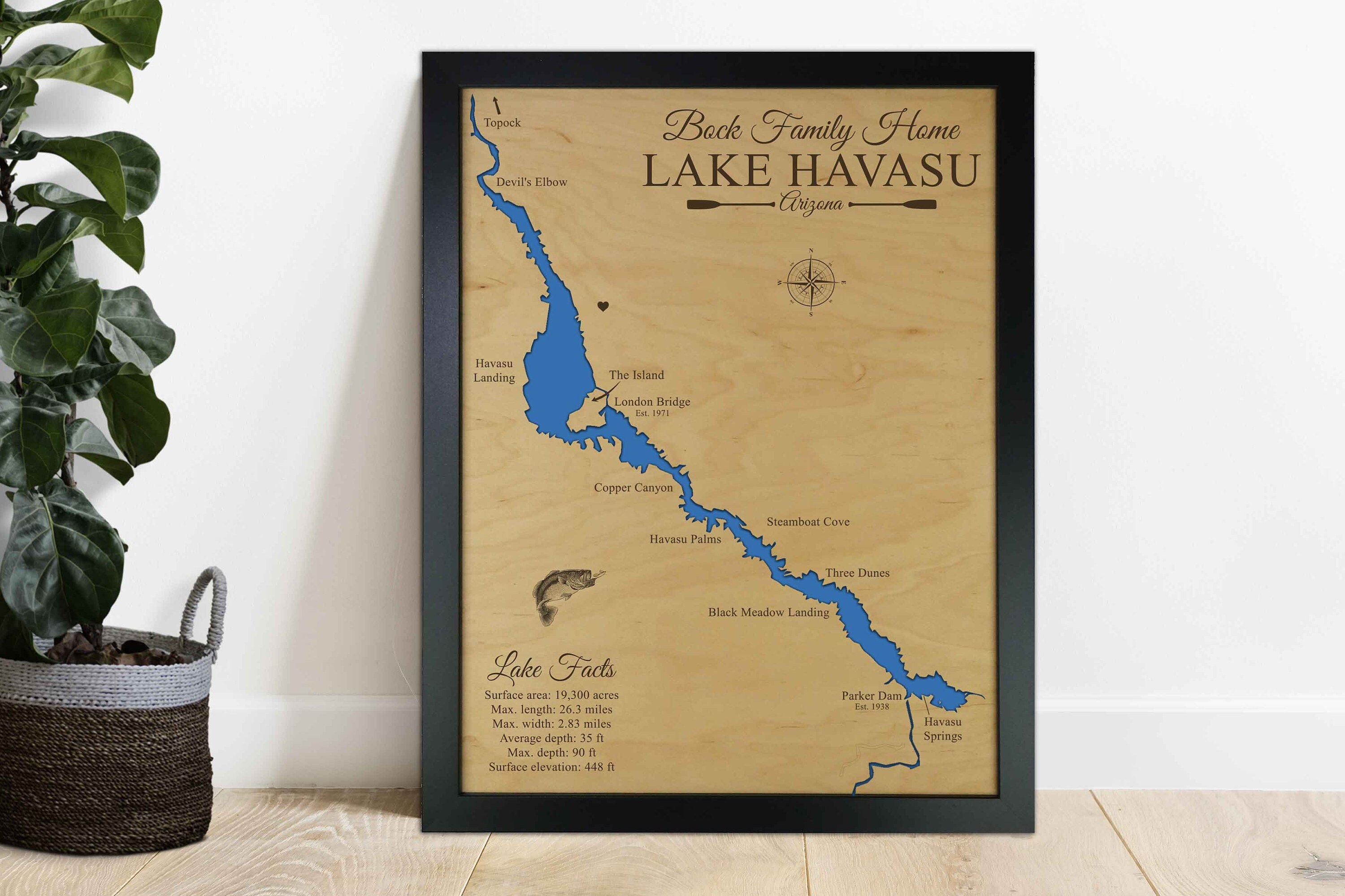 Lake Havasu Map, Lake House Decor, Personalized, Sign, Custom Lake Map ...