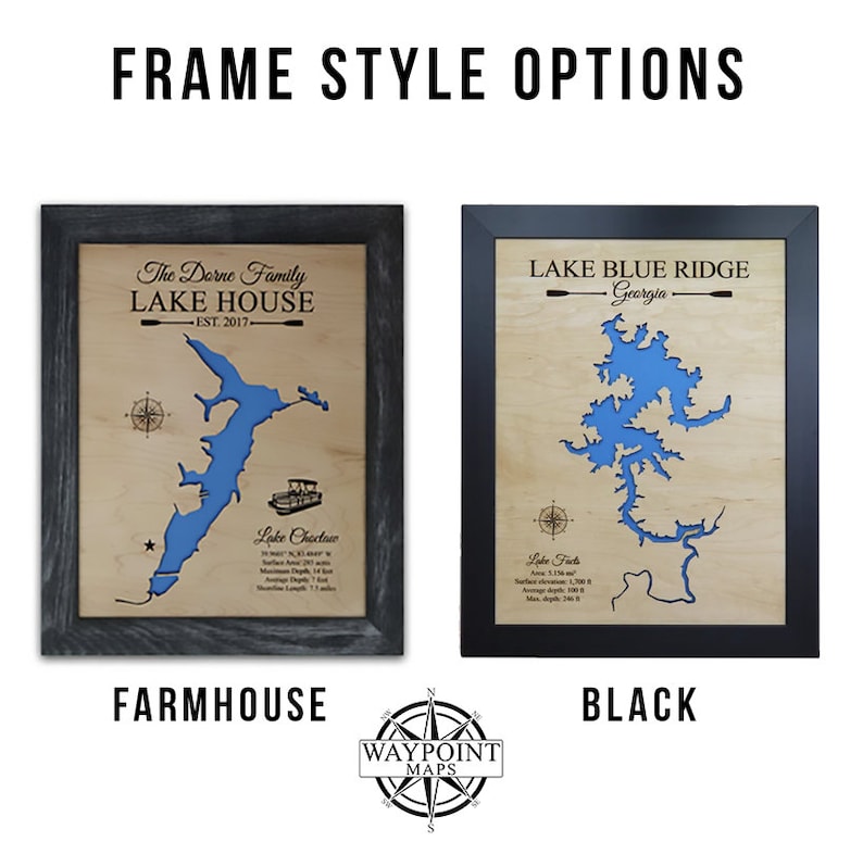 Custom Wood Lake Maps Depth Layer, Personalized Engraved Lake Map Gift ...