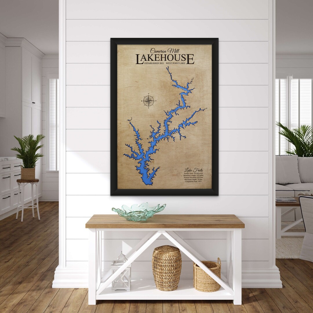 Personalized Wood 3D Lake Map, Lake Wall Art, Unique Lake House Decor ...