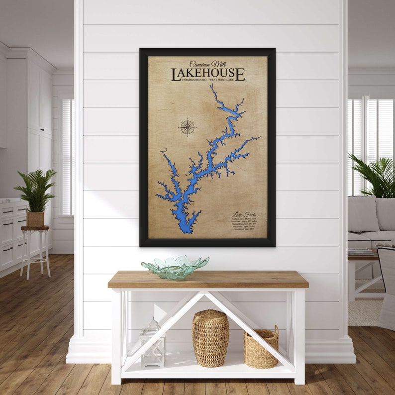 Personalized Wood 3D Lake Map, Lake Wall Art, Unique Lake House Decor ...