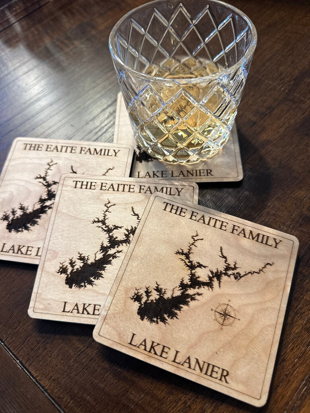 Personalized Wooden Lake House Coasters Set of 4 – Customizable With ...