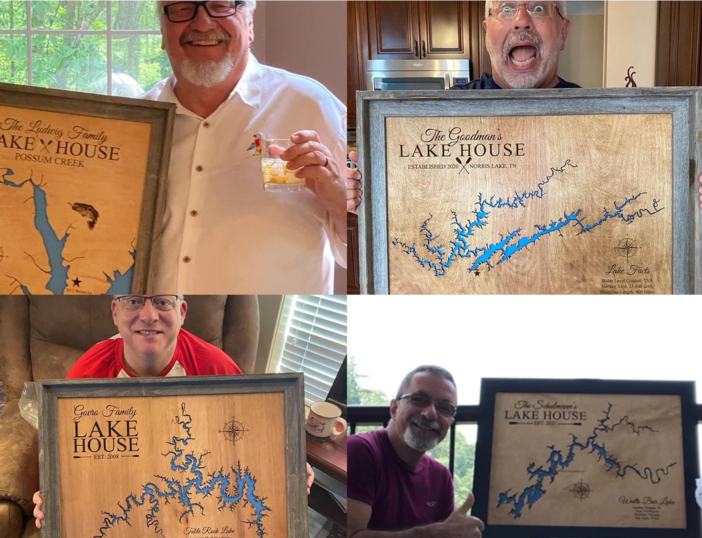 Custom Wood Lake Maps Depth Layer, Personalized Engraved Lake Map Gift ...