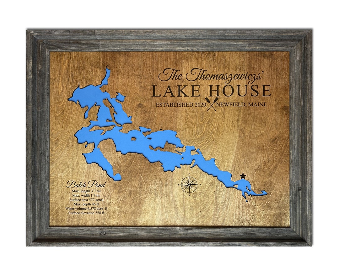 Balch Pond - Lake House Decor - Wall Decor -customer Wood Map Sign ...
