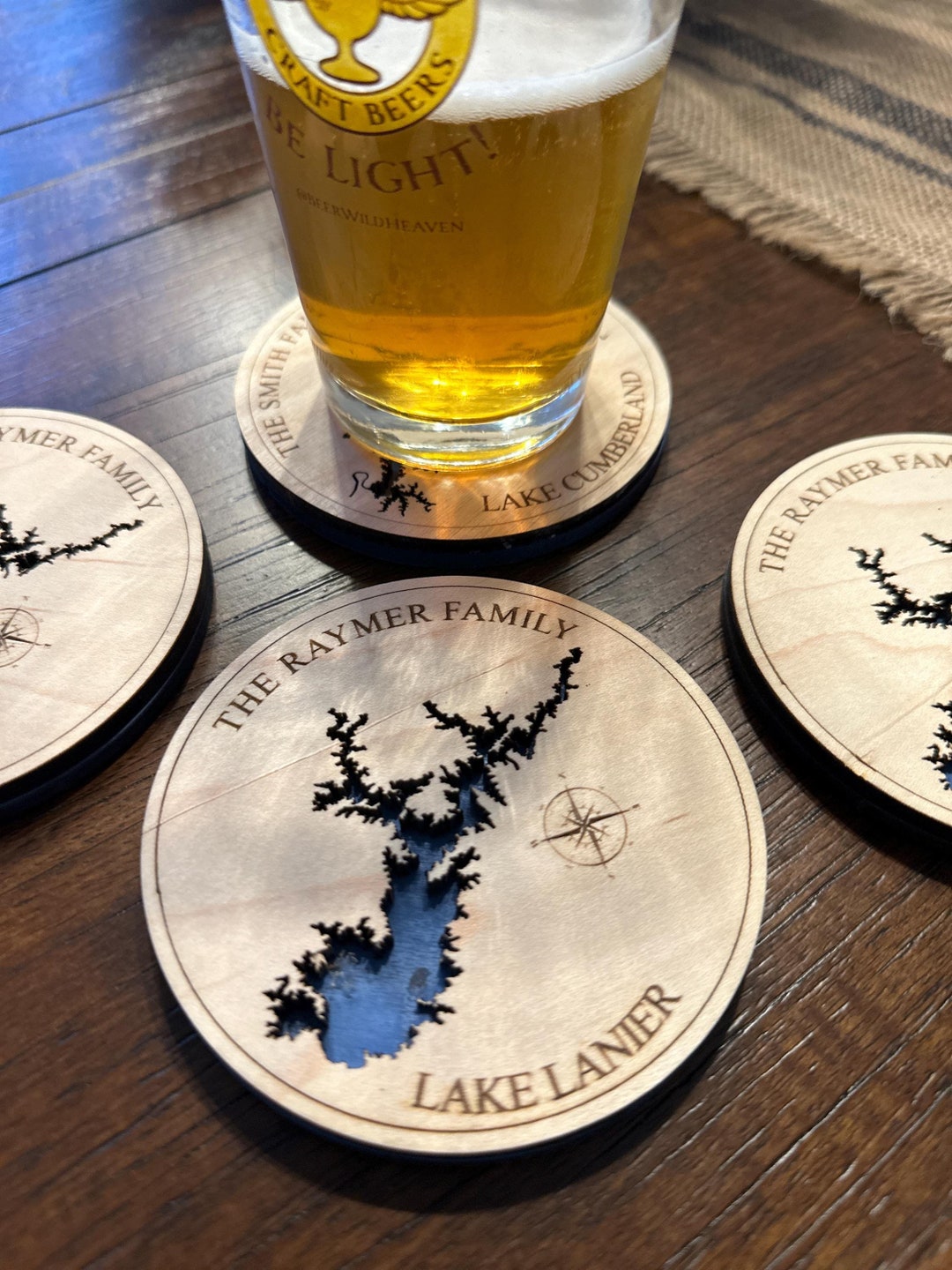 Lake House Coasters, Personalized, 3D Lake Depth, Christmas Gift ...