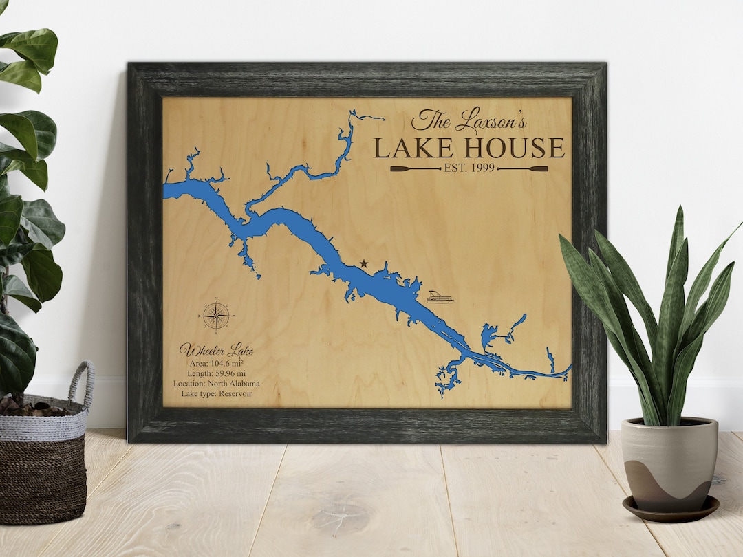 Wheeler Lake Map Alabama - Lake House Decor - Wall Decor -custom Wood ...