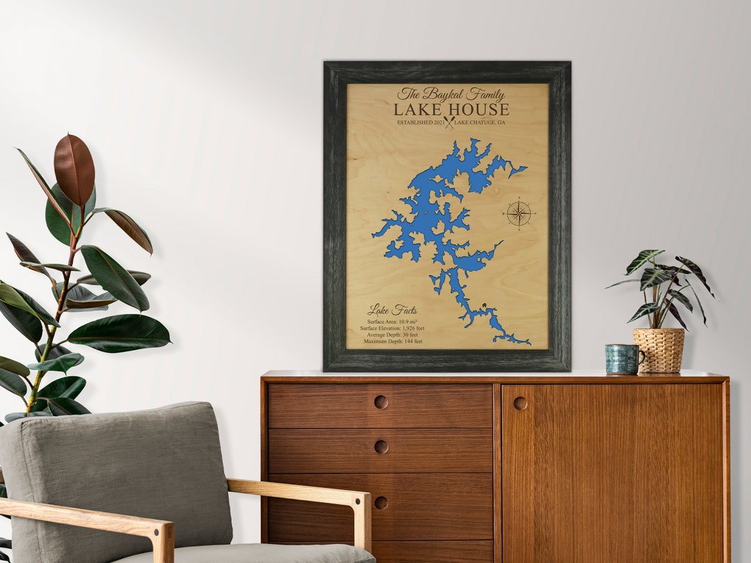 Lake Chatuge Map, Lakehouse Decor, Personalized, Lake House Gift ...