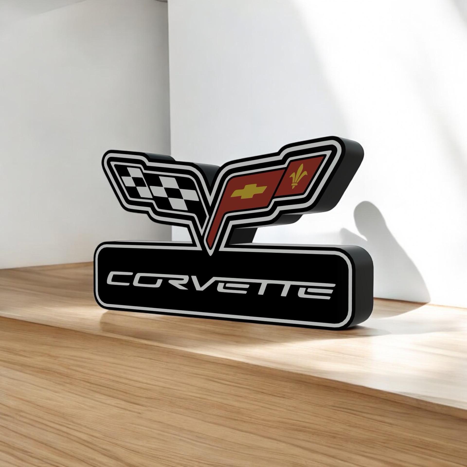 Corvette Fan Gift LED Lightbox Chevy Logo Sports Car Décor, USB Powered ...