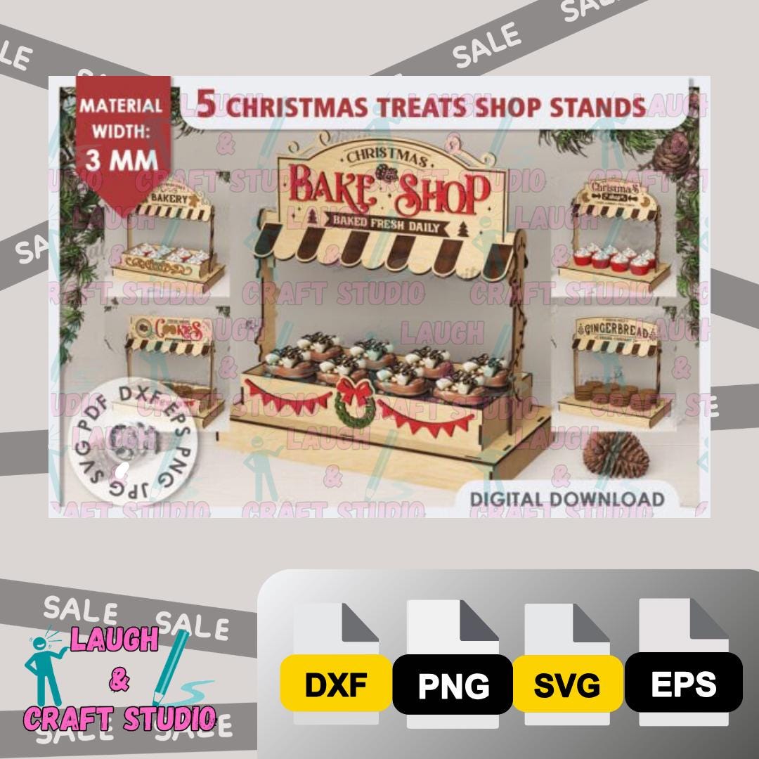 Christmas Treats Shop Stands SVG Bundle Festive Digital Files for ...