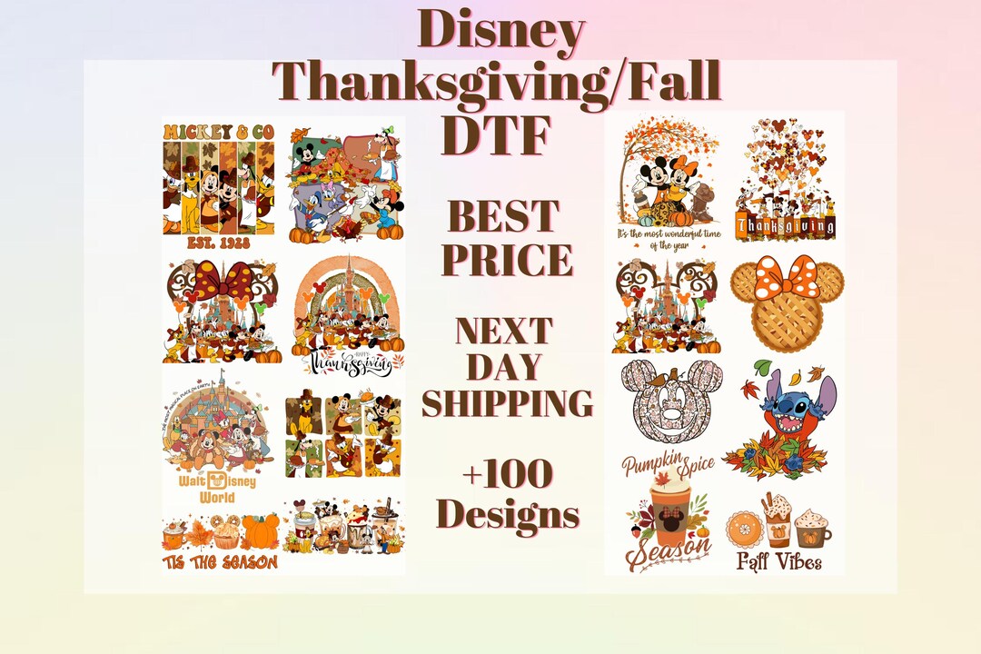 Disney Thanksgiving and Fall Dtf, Mickey and Friends Dtf Transfer ...