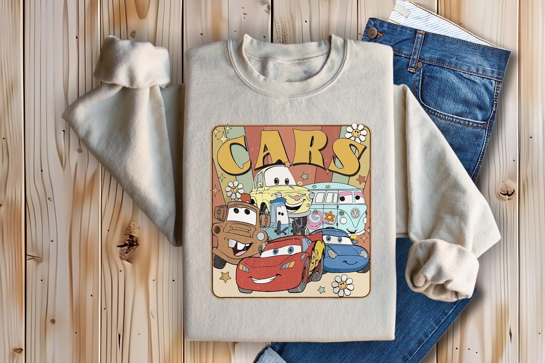 Retro Disney Cars Sweatshirt, Vintage Cars Road Lightning Mcqueen ...
