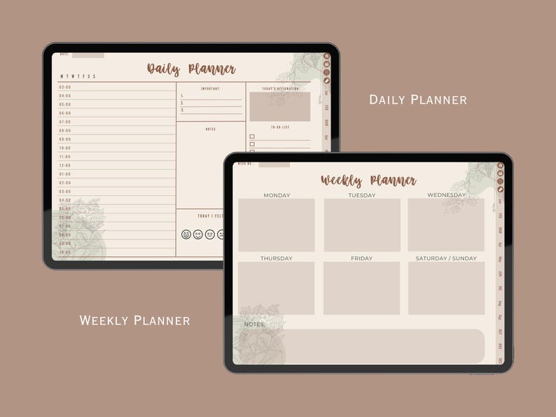 37-page Earth Toned Digital Planner With Hyperlinks Hyperlinked Yearly ...