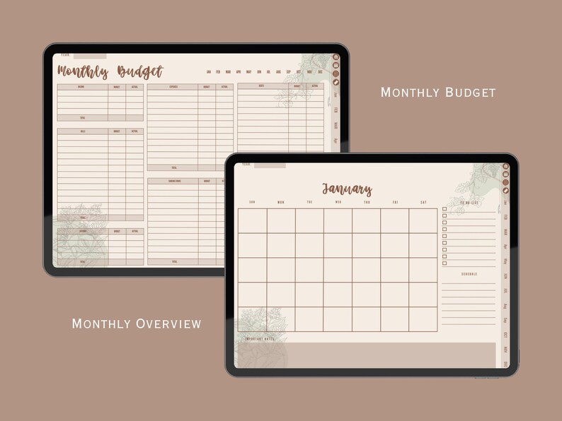 37-page Earth Toned Digital Planner With Hyperlinks Hyperlinked Yearly ...