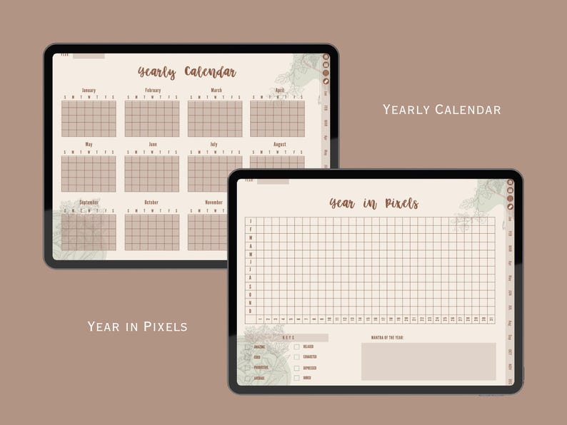 37-page Earth Toned Digital Planner With Hyperlinks Hyperlinked Yearly ...