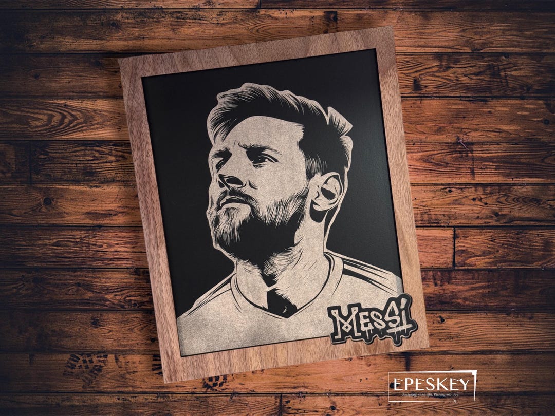 Lionel Messi Wood Engraved Picture - Laser Cut, Sports Portrait ...