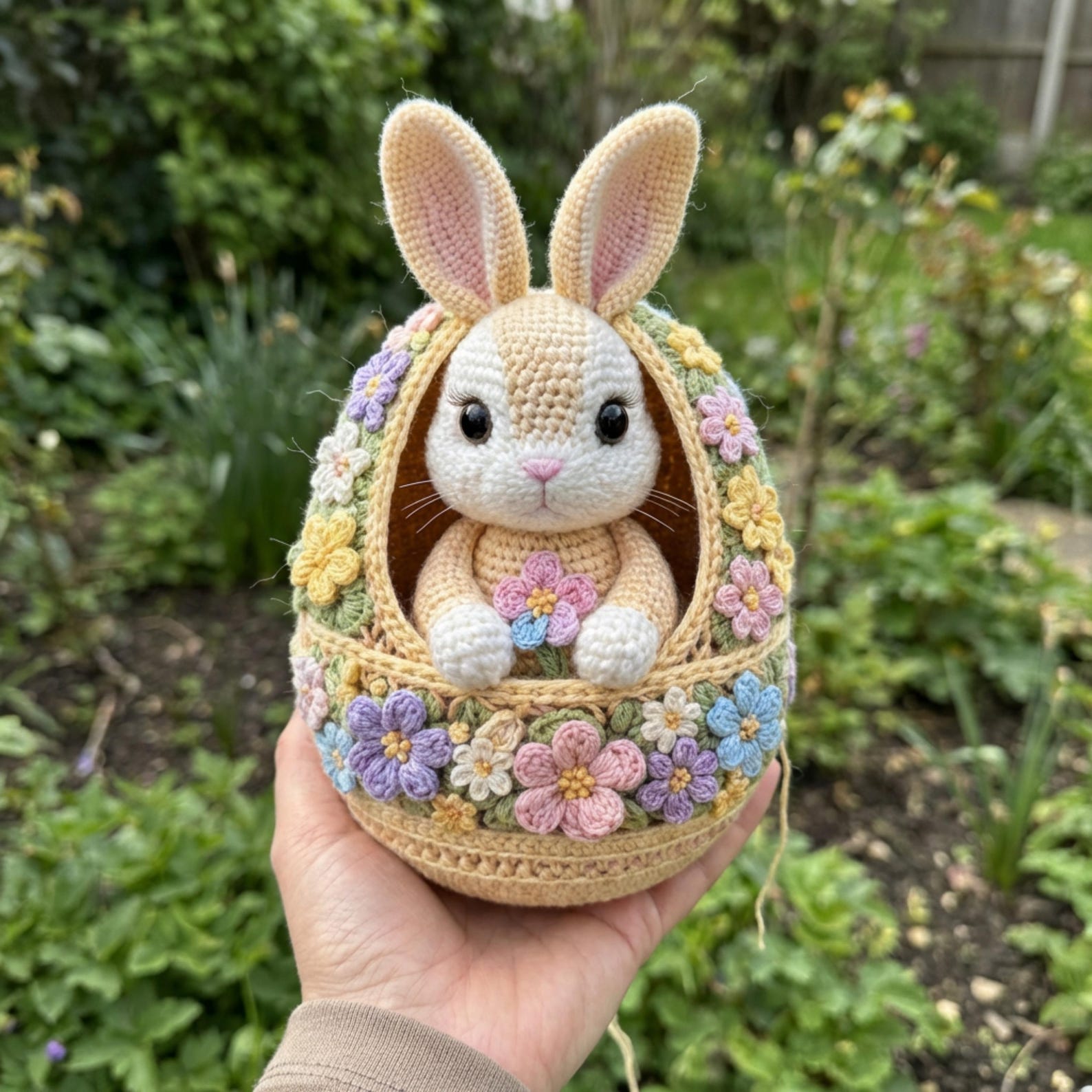 Spring Bunny Basket Amigurumi Crochet Pattern PDF Easter Decor - Etsy