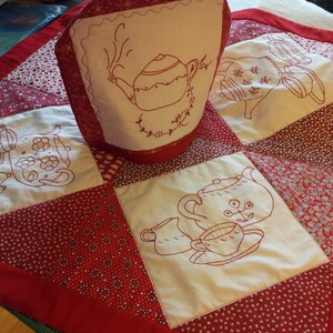 Redwork Tea Pots Pattern- Set of 4- PDF - Etsy