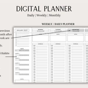 Digital Planner Google Sheets, Monthly to Do List, Weekly to Do List ...