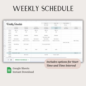 Weekly Schedule Google Sheets, Daily Schedule, Digital Schedule Planner ...