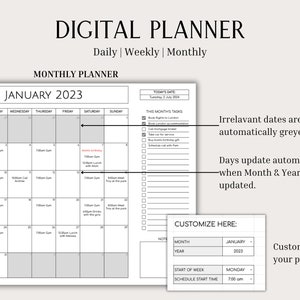 Digital Planner Google Sheets, Monthly to Do List, Weekly to Do List ...