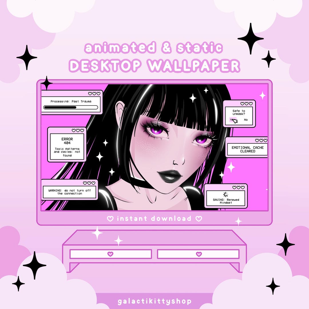 Animated Goth Anime Girl Desktop Wallpaper (digital Download) - Etsy