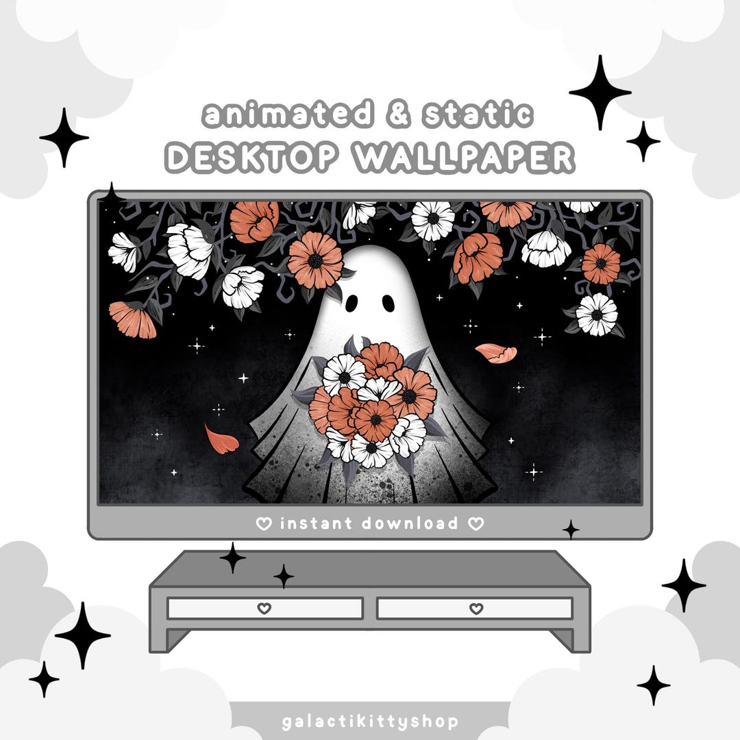 Halloween Wallpaper, Spooky Wallpaper, Animated Wallpaper, Floral Ghost ...