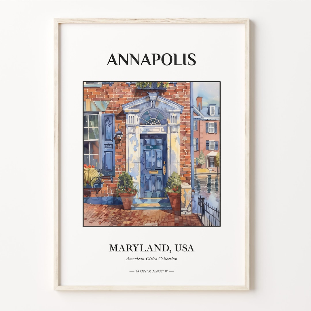 Annapolis Maryland Watercolor Door Print, Minimalist Wall Art ...