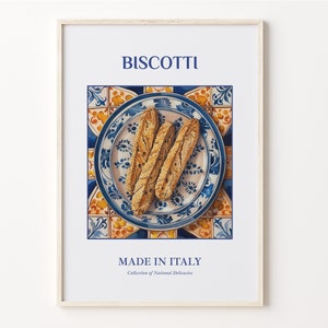 Biscotti Maiolica Tile Plate Art Print, Italian Food Wall Decor ...