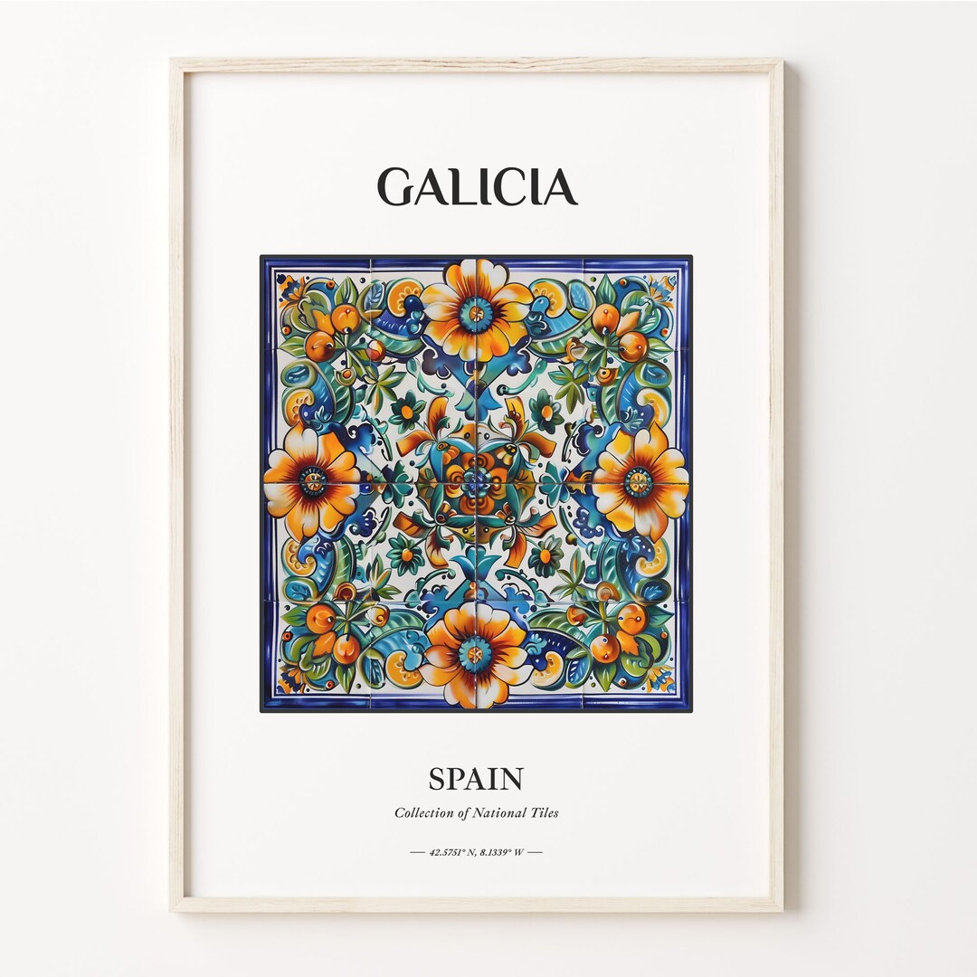 Galicia Spain Traditional Tile Art Print, Aesthetic Wall Decor, Vintage ...