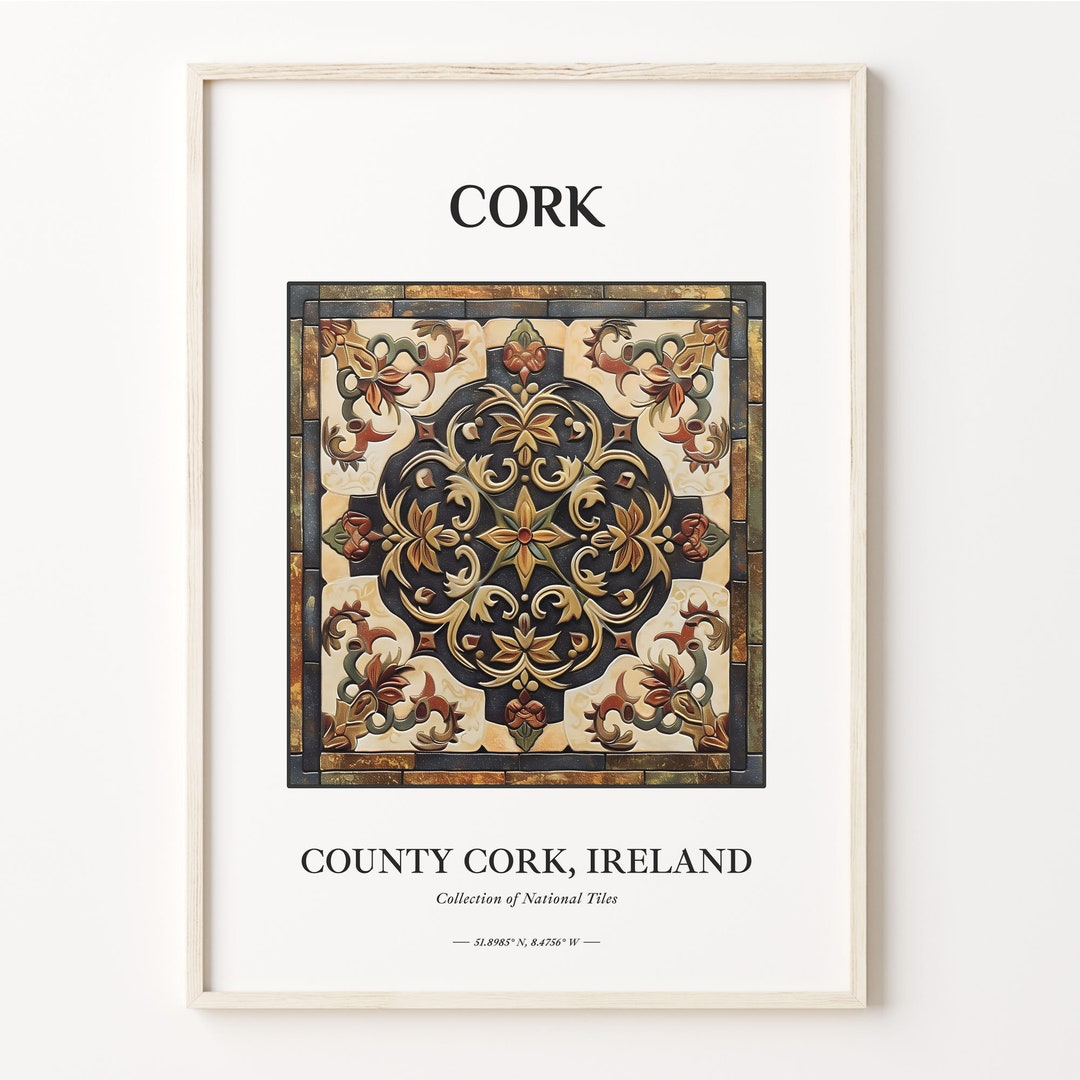 Traditional Cork Tile Pattern Wall Art, County Cork Decor Print ...