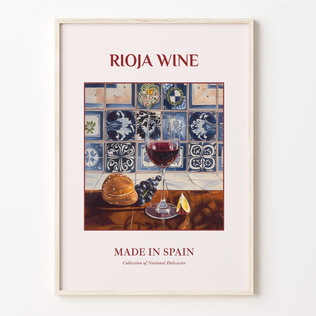 Rioja Wine Print on Maiolica Tile, Spanish Beverage Art, Kitchen Wall ...