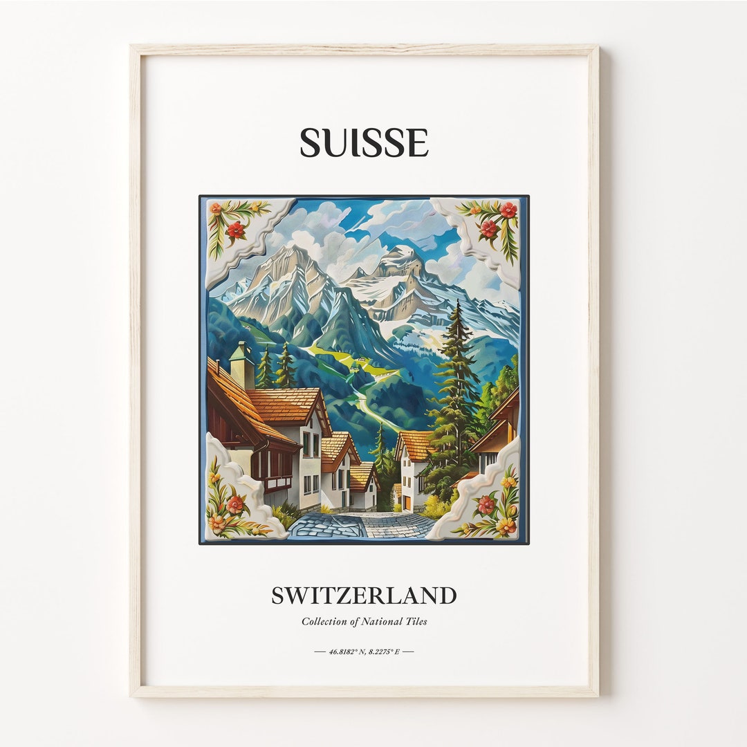 Traditional Swiss Tile Pattern Wall Art Print, Aesthetic Decor Poster ...