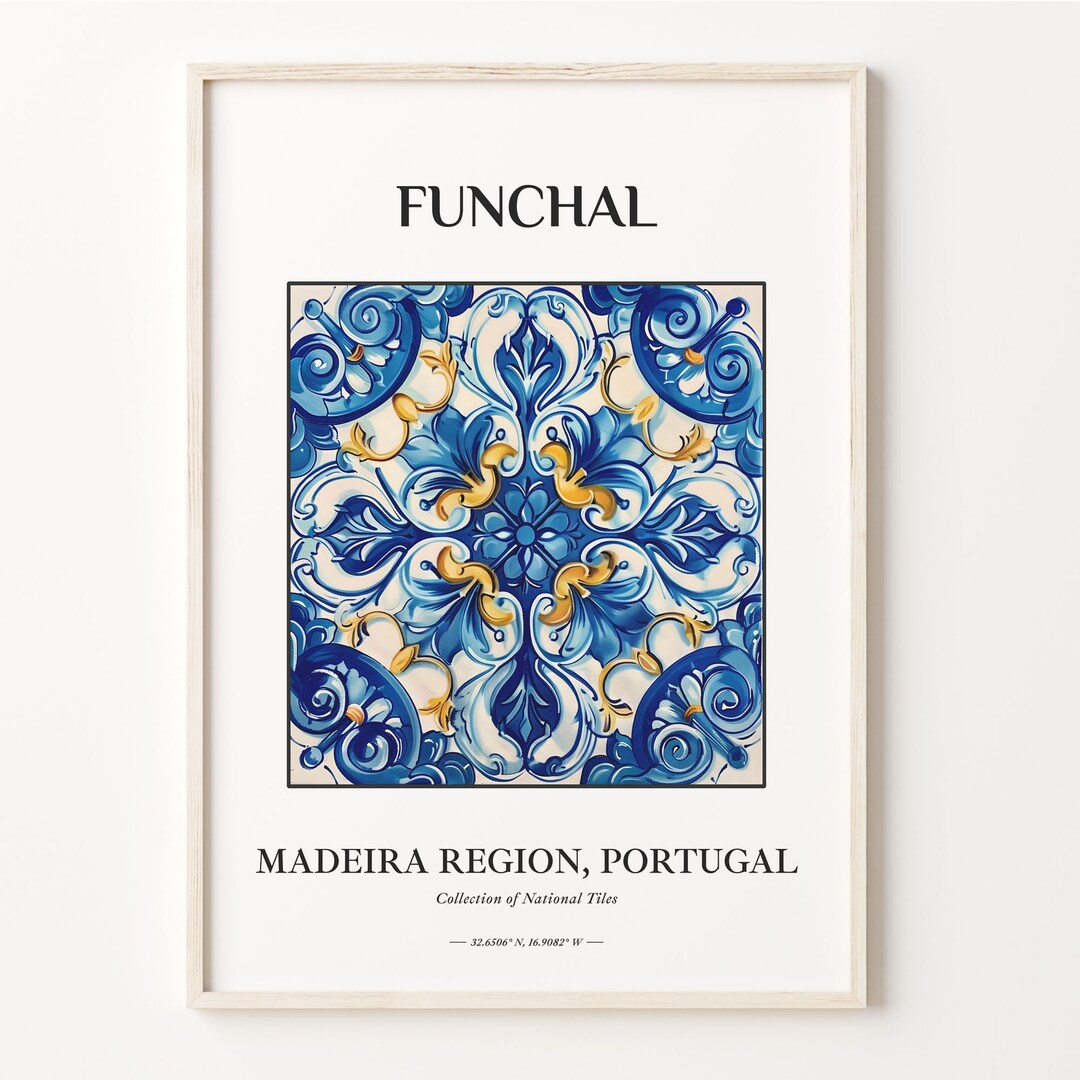Traditional Tile Pattern Wall Art, Funchal Madeira Decor, Portugal ...